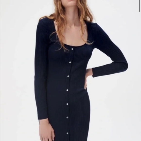Zara | Dresses | Nwt Zara Button Down Ribbed Midi Dress | Poshmark